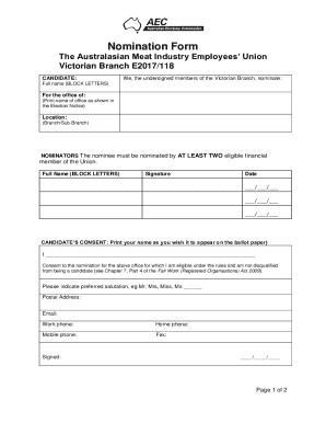 Fillable Online vic amieu sample nomination form with nominators Fax ...