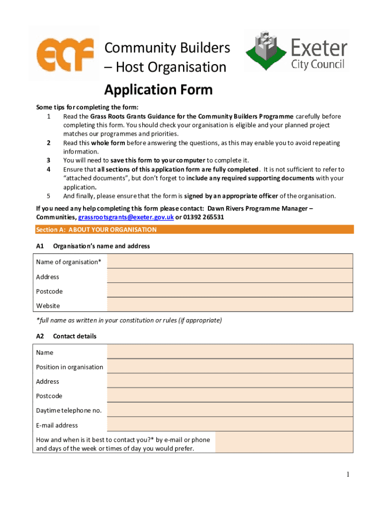 Fillable Online ECF Community Builders host application formupdated060217 Fax Email Print ...