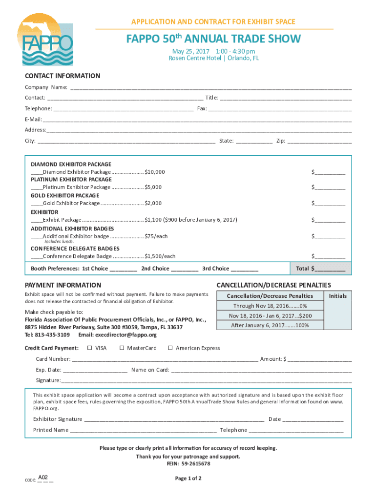 Fillable Online FAPPO 50th ANNUAL TRADE SHOW Fax Email Print - pdfFiller