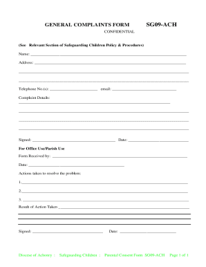 Fillable Online GENERAL COMPLAINTS FORM Fax Email Print - pdfFiller
