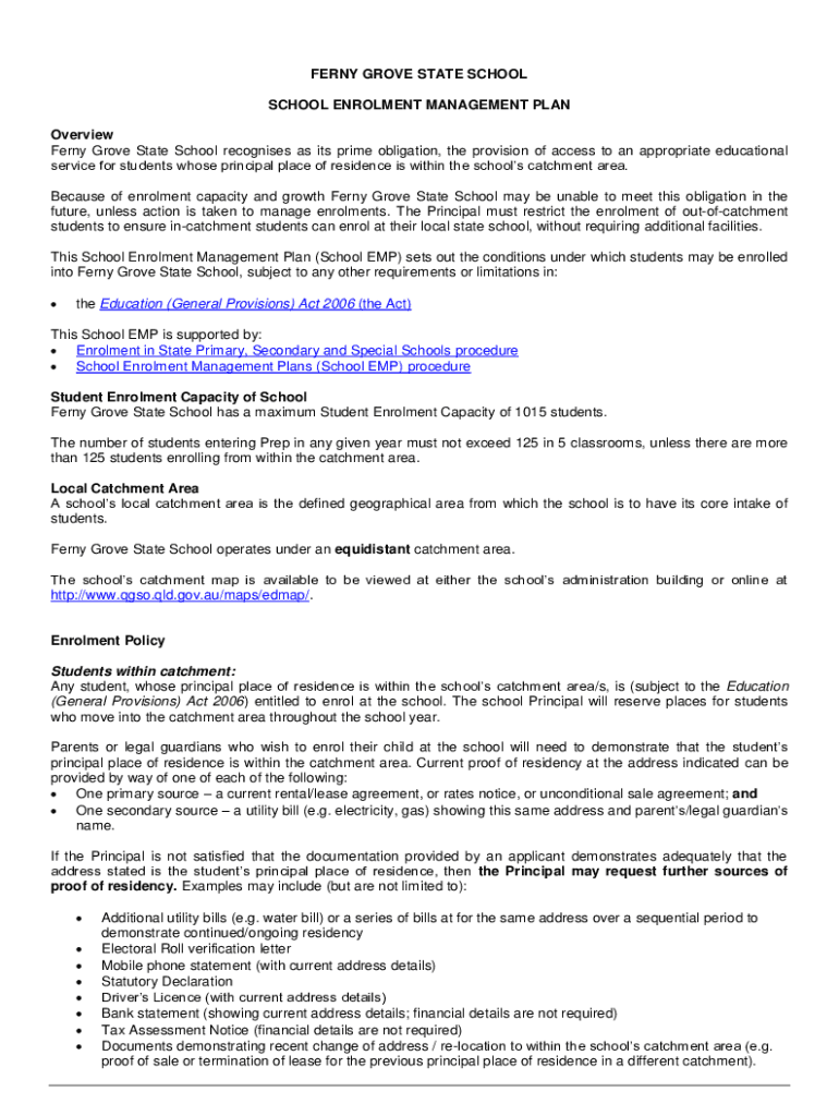 Fillable Online fernygrovess eq edu FERNY GROVE STATE SCHOOL Fax Email ...