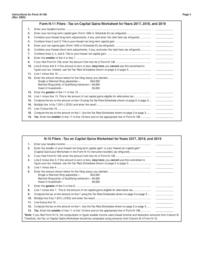 Fillable Online Form N-168 Instructions, Rev. 2020. Forms 2020 Fax Email Print - pdfFiller