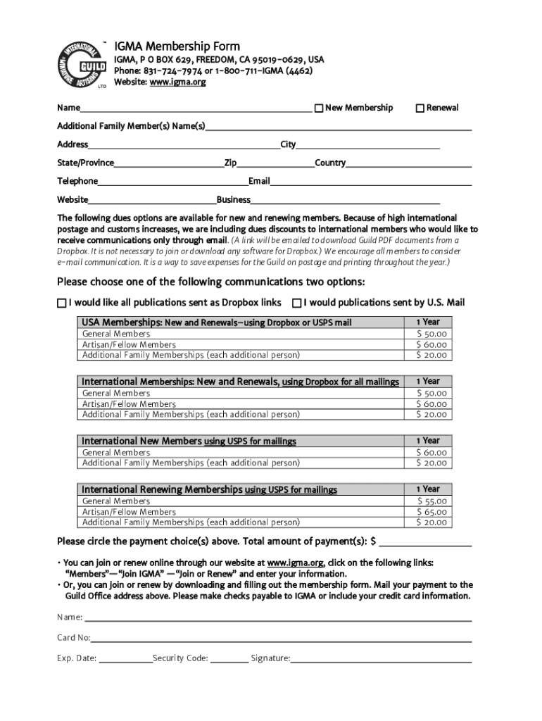 Fillable Online Updated IGMA Membership Form Fax Email Print - pdfFiller
