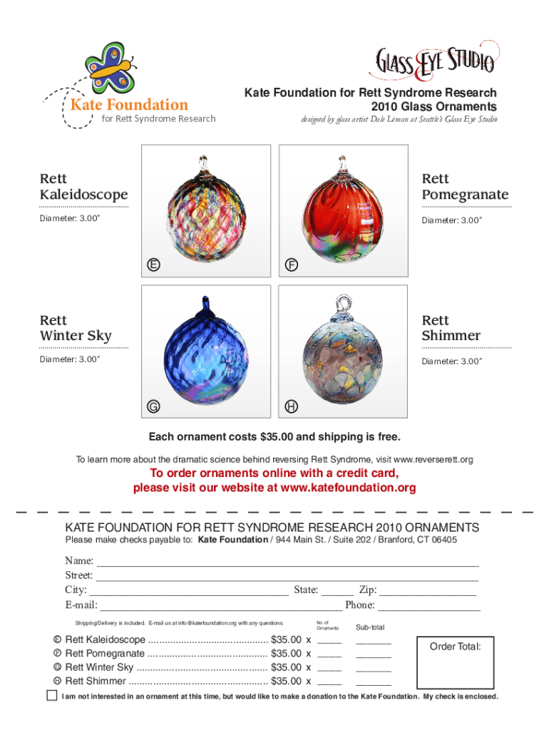 Fillable Online Kate Foundation for Rett Syndrome Research - Rett ...