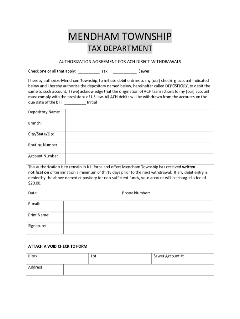Fillable Online ACH Direct Withdrawal Form Fax Email Print - pdfFiller
