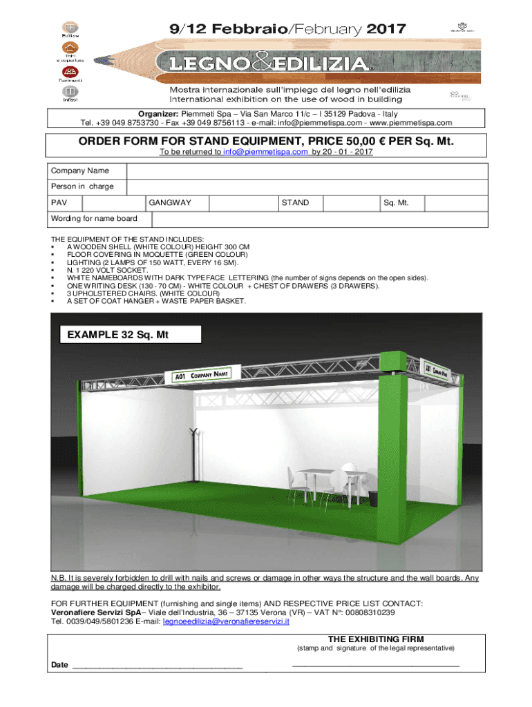 Fillable Online 11 Stand equipment form Fax Email Print - pdfFiller