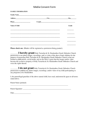 Fillable Online Parent Media Consent Form / Parent Media Consent Form ...