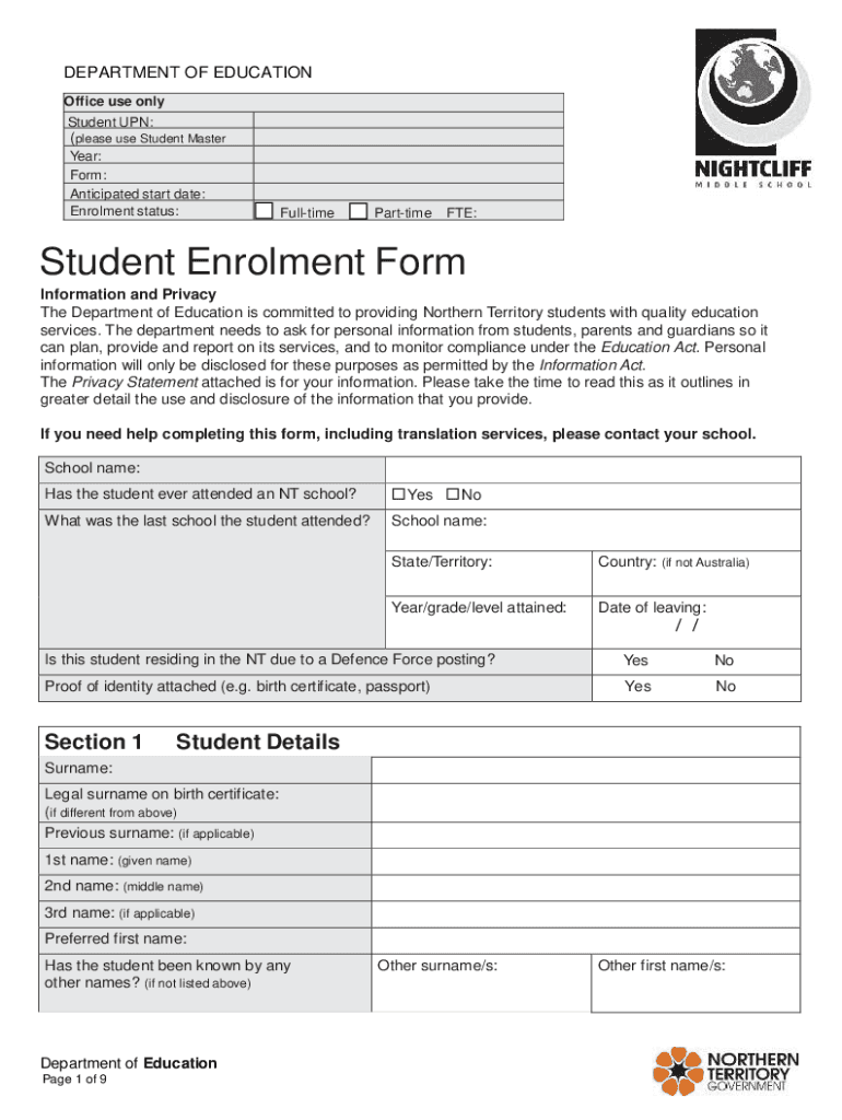 Fillable Online Student UPN: Fax Email Print - pdfFiller
