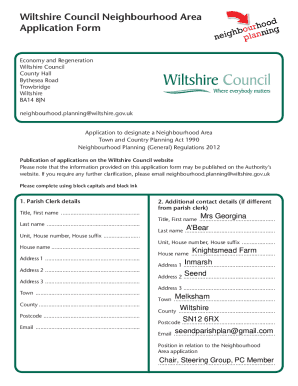 Fillable Online Wiltshire Council Neighbourhood Area Application Form Fax Email Print - pdfFiller