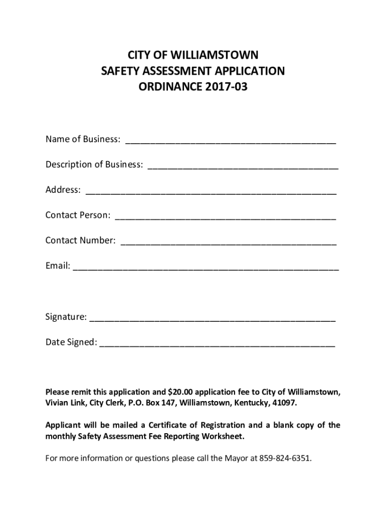 Fillable Online SAFETY ASSESSMENT APPLICATION Fax Email Print - pdfFiller