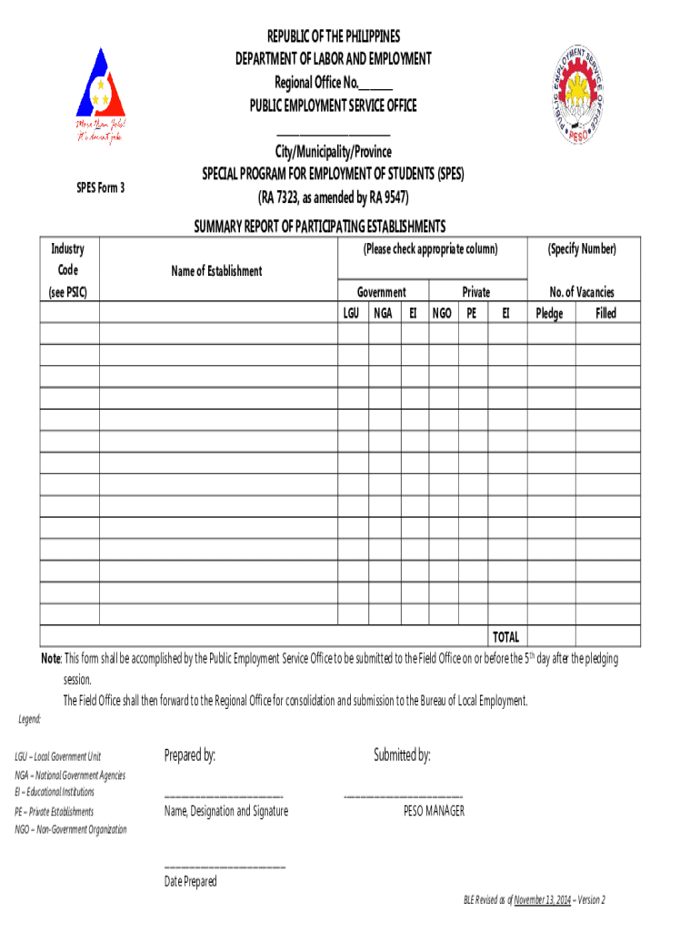 Fillable Online SPES Form 3 Fax Email Print - pdfFiller
