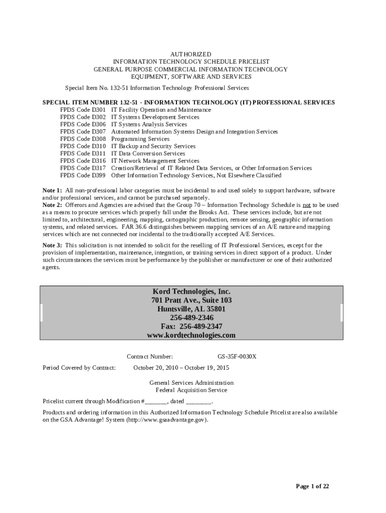 FPDS Code D306IT Systems Analysis Services Doc Template ... Doc Template | pdfFiller