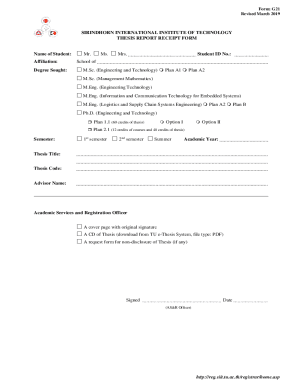 Fillable Online reg siit tu ac RECEIVER SIGNATURE FORM Fax Email Print ...