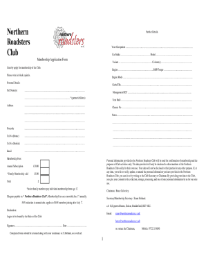 Fillable Online New Member Registration Form Car Club Form ...