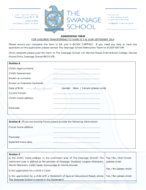Fillable Online School Transfer Form - 4 Free Templates in PDF, Word ...