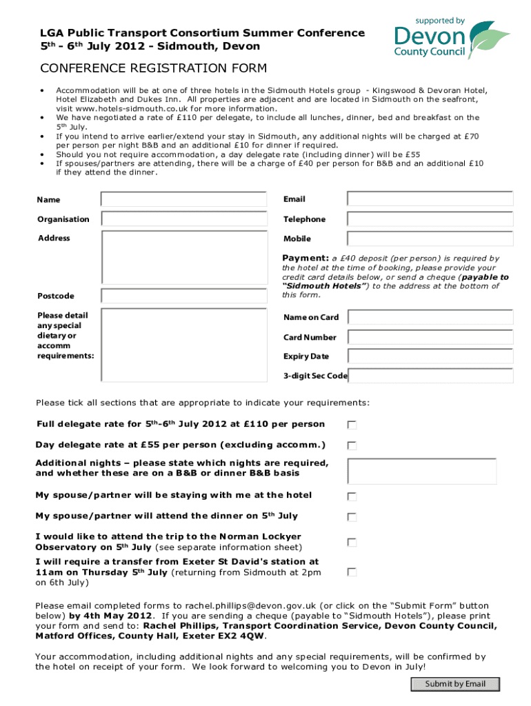 Fillable Online LGA Public Transport Consortium Summer Conference Fax ...