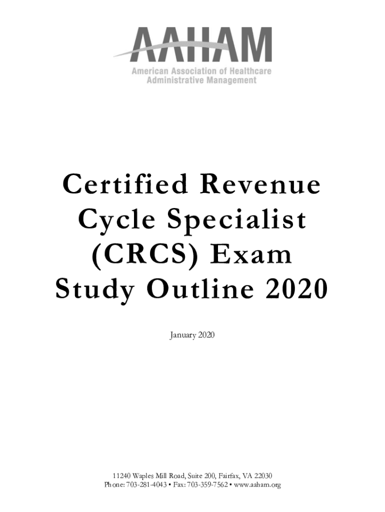 Fillable Online Certified Revenue Cycle Specialist (CRCS) Exam Study ...