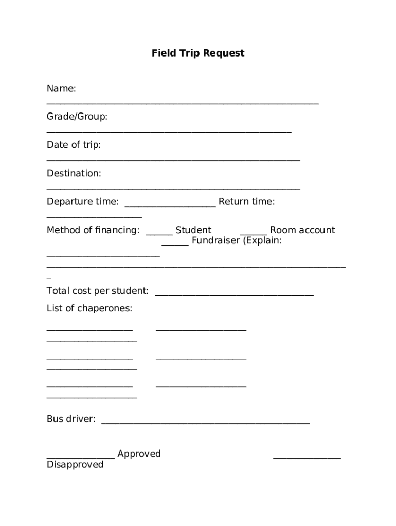 Panorama High School Field Trip Planning Check List ... Doc Template ...