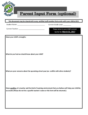 Fillable Online Parent Input Form (optional) - rce.fz.k12.mo.us Fax ...