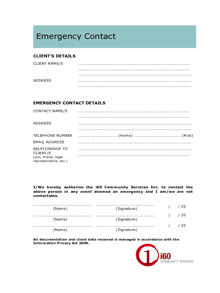 Fillable Online FREE 12+ Sample Emergency Contact Forms in PDFMS Word ...