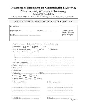 Fillable Online MSc Application Form ICE PUST.docx Fax Email Print ...
