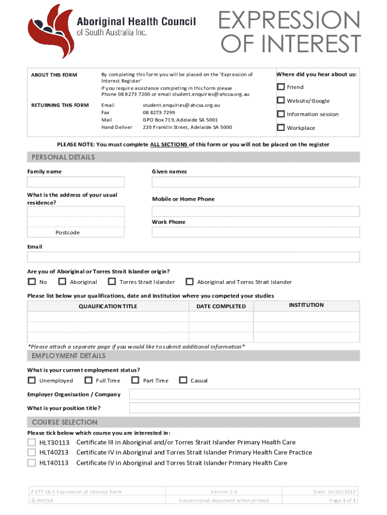 Fillable Online ahcsa org Letter of Interest for a Job: Sample & Guide ...
