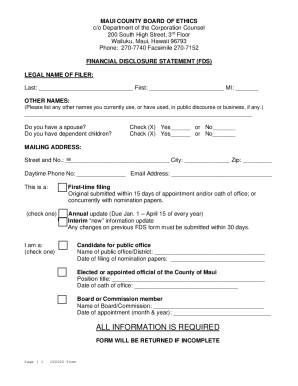 Fillable Online Financial Disclosure Statement (FDS) form Fax Email ...