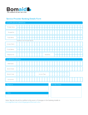 Fillable Online bomaid co Bomaid Service Provider Details Form Fax ...