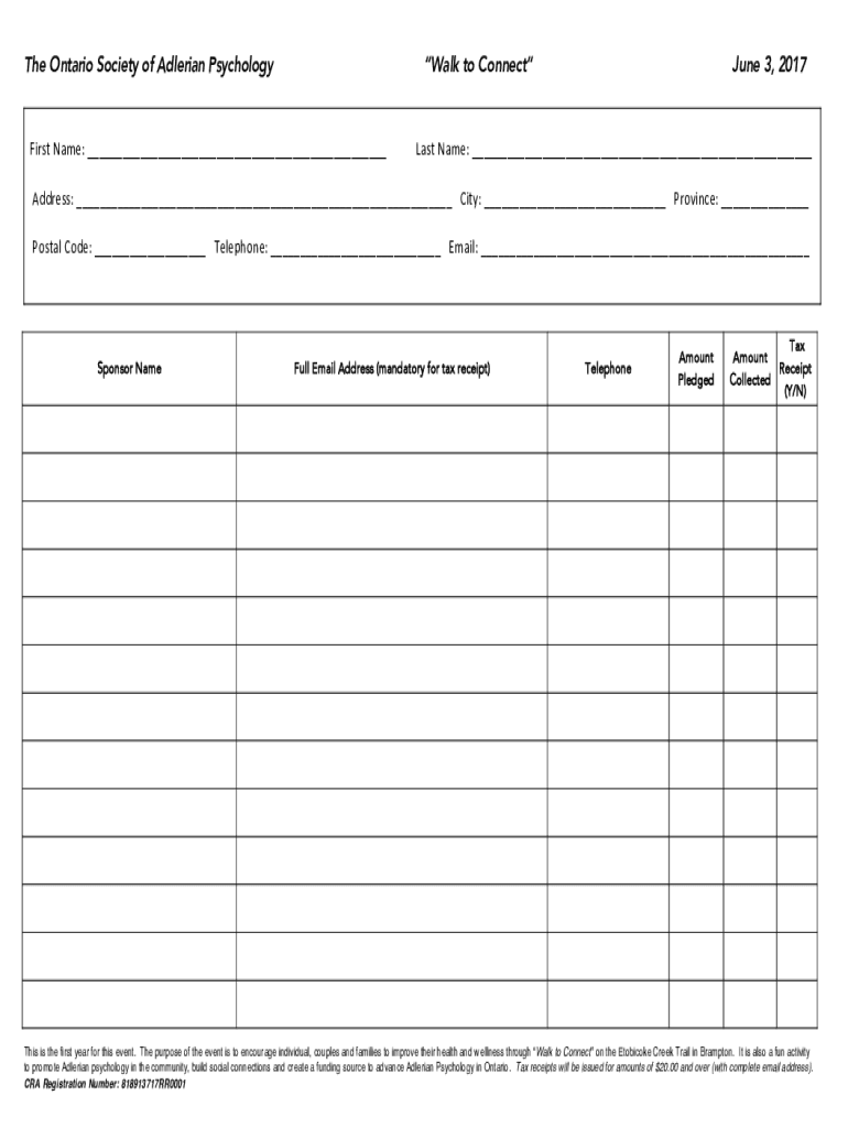 Fillable Online ONSAP Walkathon Sponsorship Form.docx Fax Email Print ...