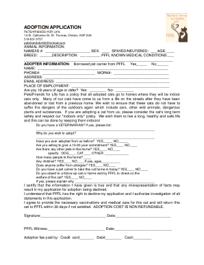 Fillable Online PFFL kitten Adoption form Fax Email Print - pdfFiller