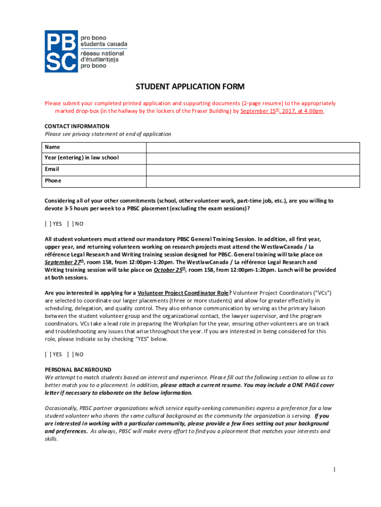 Fillable Online 3+ Student Application Form Templates- PDFFree ...
