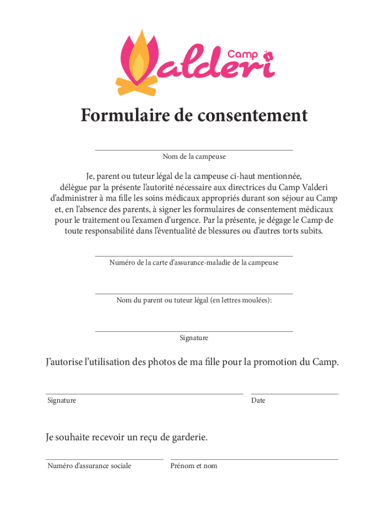 Remplissable En Ligne Formulaire de consentement des parents et ...