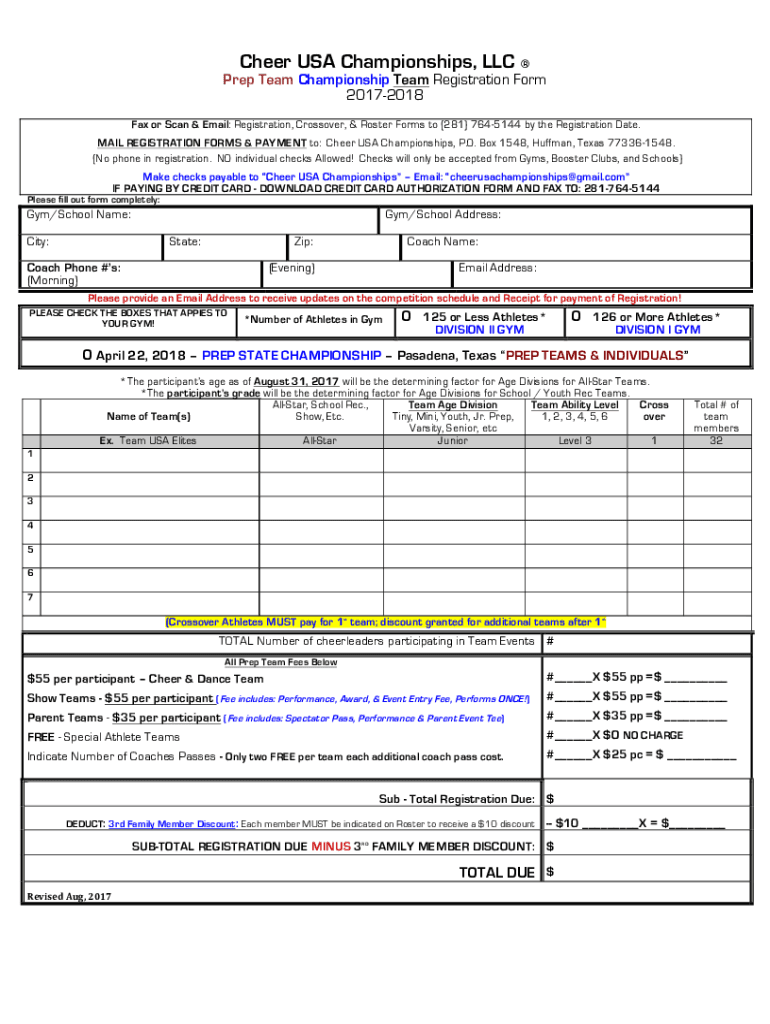 Fillable Online Fillable Online 18-19 Classic Dance Team Registration ...