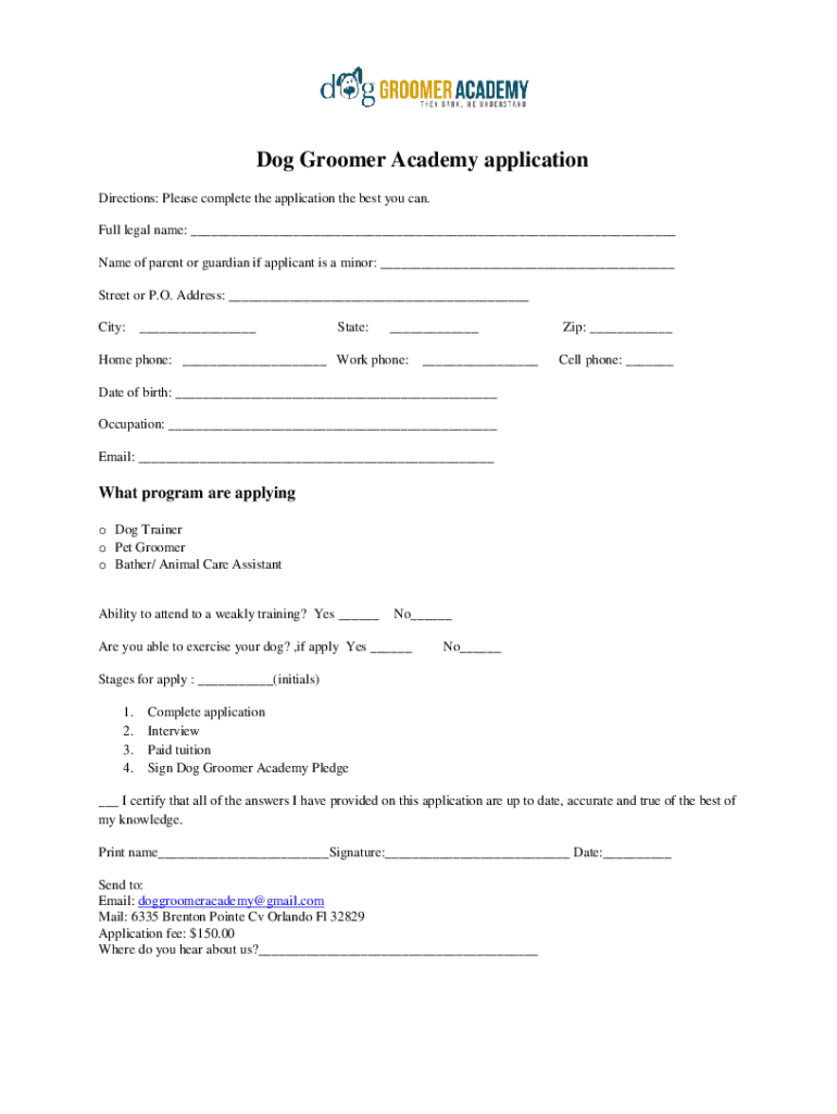Fillable Online Dog Grooming Consent Form - PDF TemplatesJotForm Fax ...