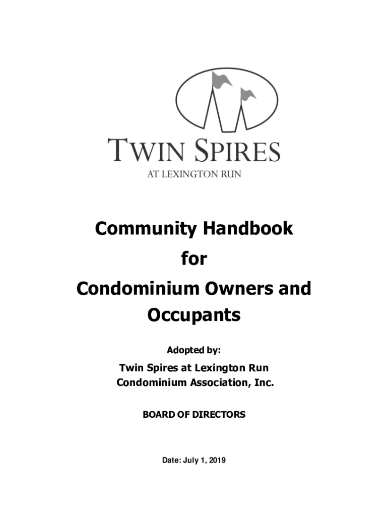 Fillable Online Community Handbook for Condominium Owners and Occupants ...