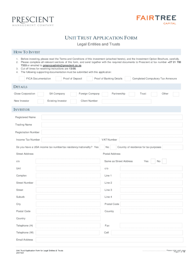 Fillable Online UNIT TRUST APPLICATION F Fax Email Print - pdfFiller