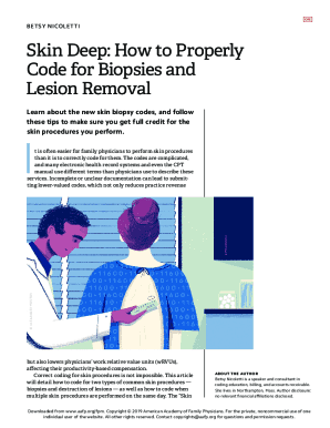 Fillable Online Skin Deep: How to Properly Code for Biopsies and Lesion ...