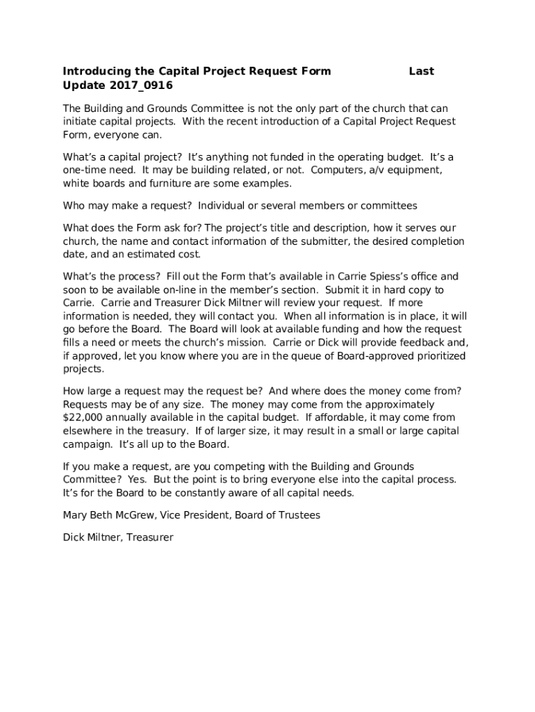 INSTRUCTION FOR COMPLETING S CAPITAL PROJECT REQUEST Doc Template ...