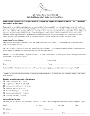 Fillable Online 2018 Early Deposit & Commitment Form Fax Email Print ...
