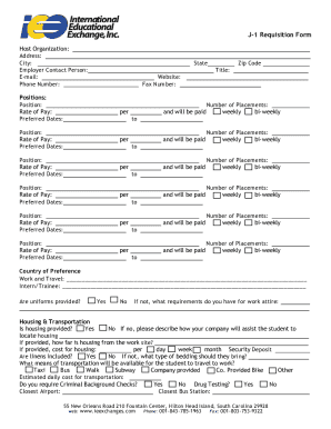 Fillable Online J-1 Requisition Form Fax Email Print - pdfFiller