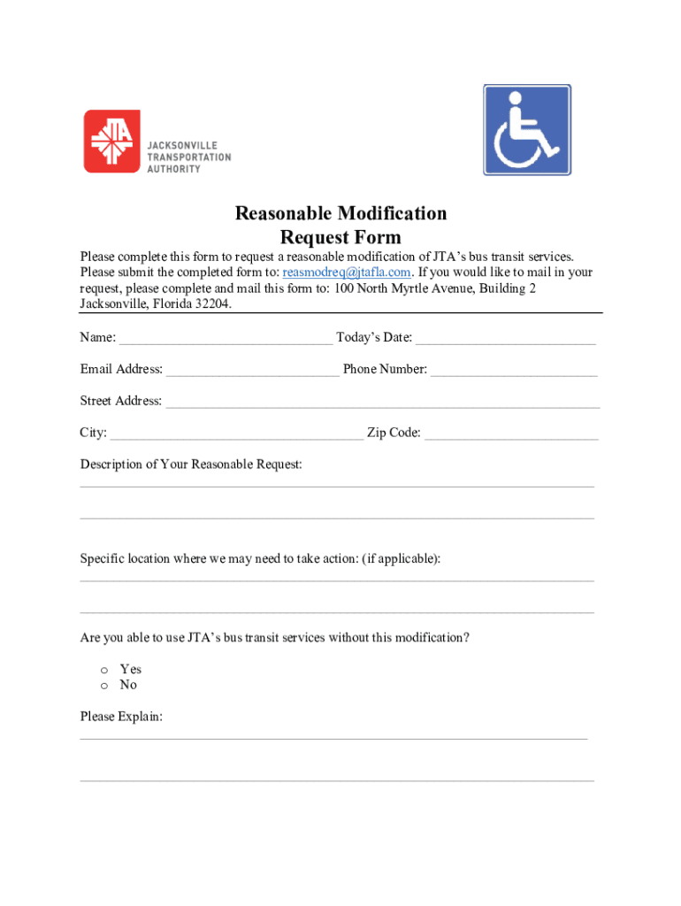 Fillable Online Reasonable Modification Form.doc Fax Email Print ...