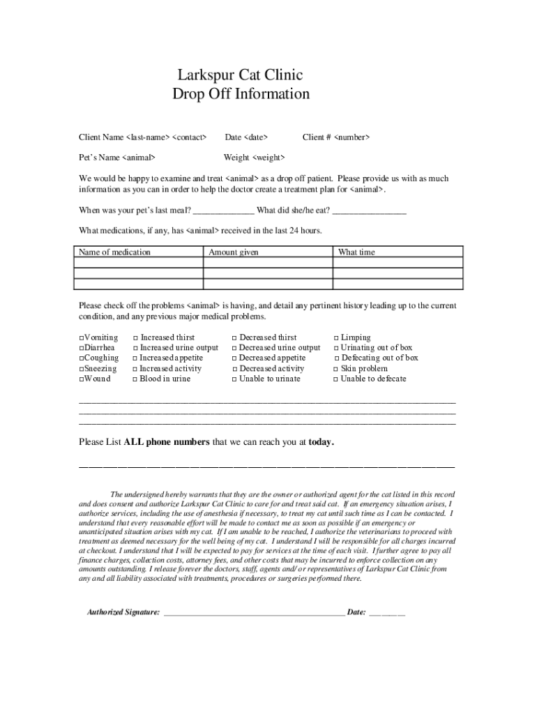Fillable Online Drop Off Form-1 Fax Email Print - pdfFiller