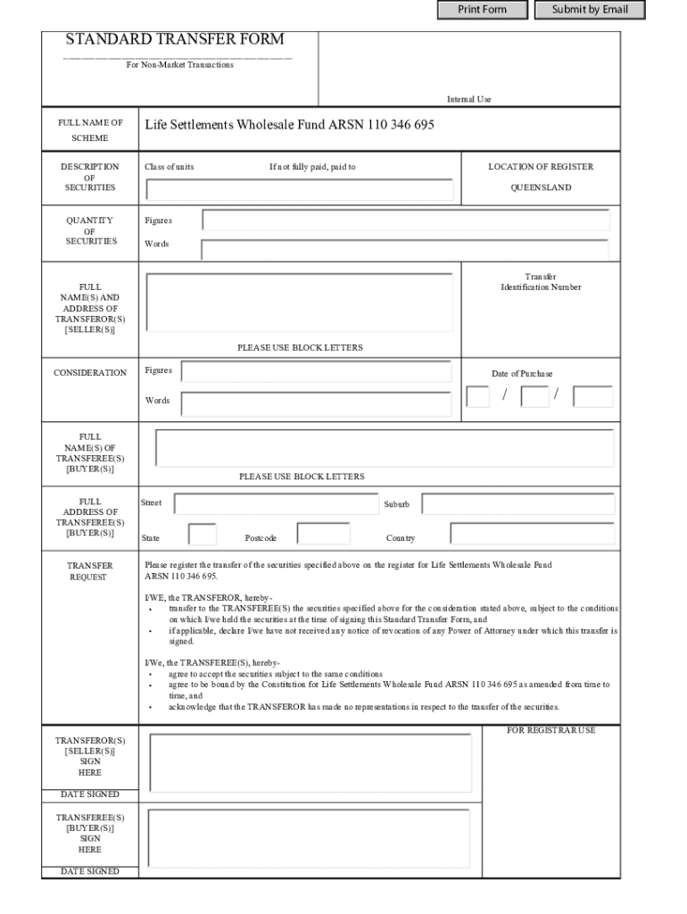 Fillable Online SRA Form 23-Transfer Form for Non-Market ...