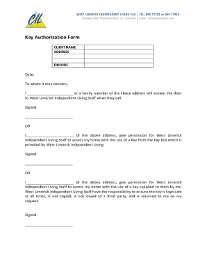 Fillable Online Key Authorisation Form Fax Email Print - pdfFiller