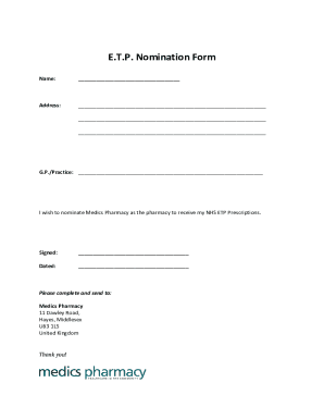 Fillable Online EPS Nomination Form template (PSNC) : PSNC Main site ...