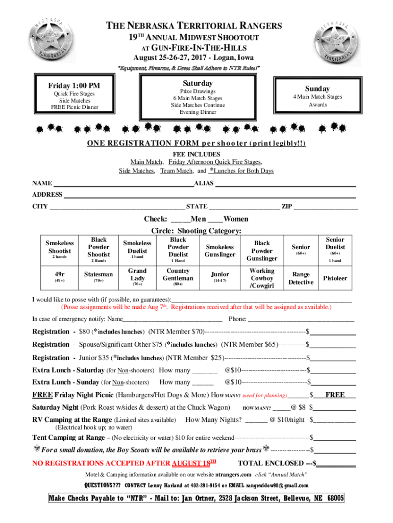 Fillable Online NTR - Schedule - Nebraska Territorial Rangers Home Page ...