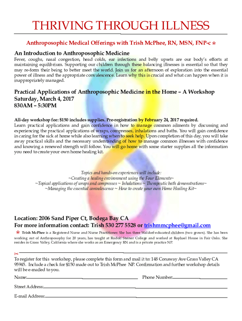 Fillable Online Thriving Throught Illness Workshop Form Fax Email Print ...
