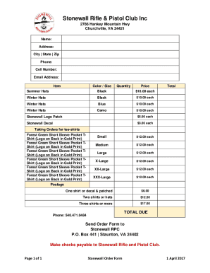 Fillable Online Stonewall Order Form Fax Email Print - pdfFiller