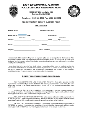 Fillable Online Pre-retirement election form (3).doc Fax Email Print ...