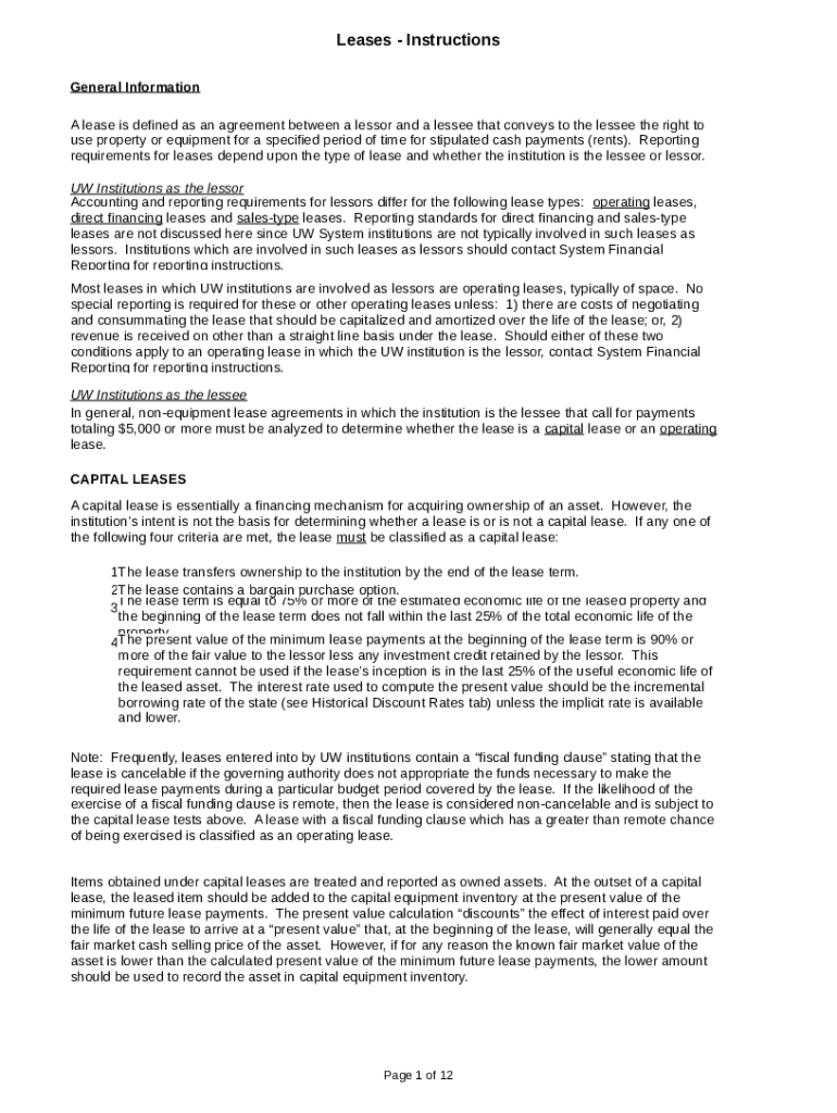 Fillable Online A lease is defined as an agreement between a lessor and ...